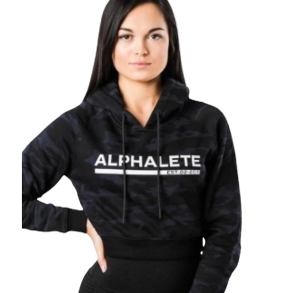 Alphalete | Tops | Alphalete Logo Camo Crop Hoodie | Poshmark